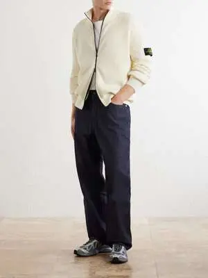 Stone Island Ribbed Cotton Zip-up Sweater