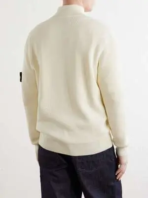 Stone Island Ribbed Cotton Zip-up Sweater