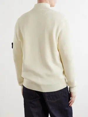 Stone Island Ribbed Cotton Zip-up Sweater