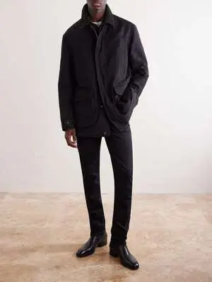 TOM FORD Suede-trimmed Cotton-blend Twill Jacket