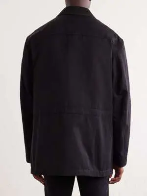 TOM FORD Suede-trimmed Cotton-blend Twill Jacket