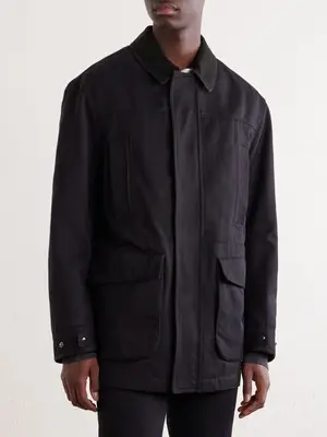 TOM FORD Suede-trimmed Cotton-blend Twill Military Jacket