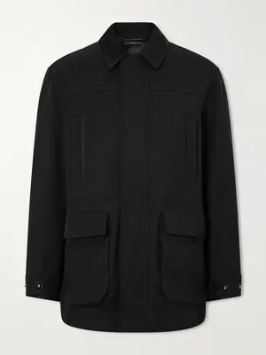 TOM FORD Suede-trimmed Cotton-blend Twill Military Jacket - Black