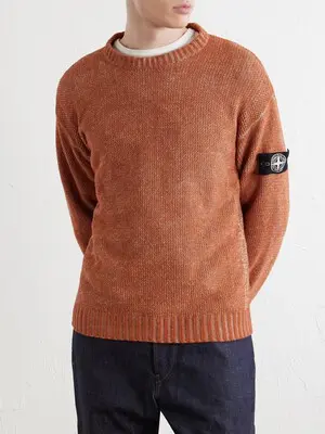 Stone Island Cotton-chenille Mock Neck Sweater