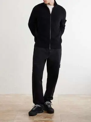Stone Island Straight-leg Herringbone Cotton Trousers