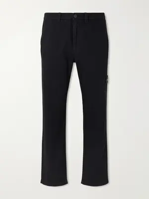 Stone Island Straight-leg Cotton Trousers - Black