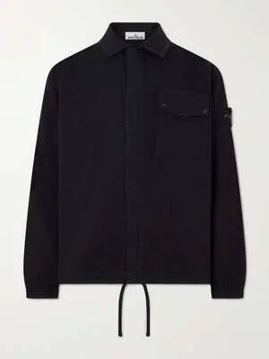 Stone Island Herringbone Cotton Overshirt - Black
