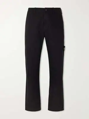 Stone Island Straight-leg Cotton Trousers - Black