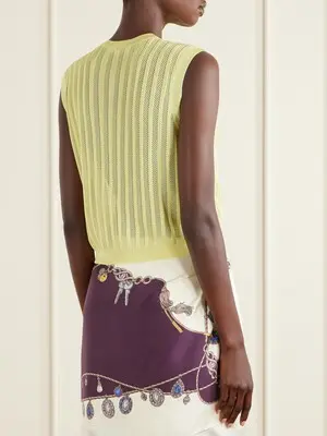 Versace Medusa Embellished Ribbed Mesh Vest