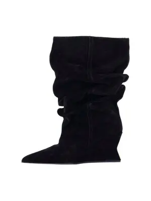 Balmain Wedge Suede Ankle Boots