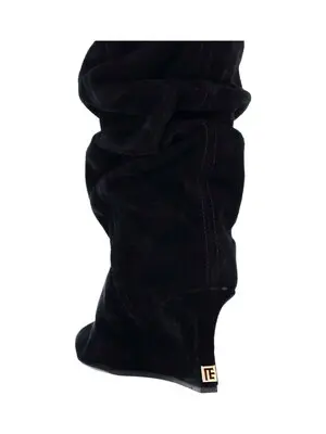 Balmain Wedge Suede Ankle Boots