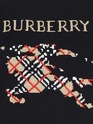 Burberry Cotton T-shirt With Multicolor Logo Inlay - Black