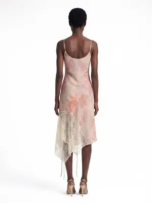DIESEL® Multicolor Floral Lace Trim Midi Dress