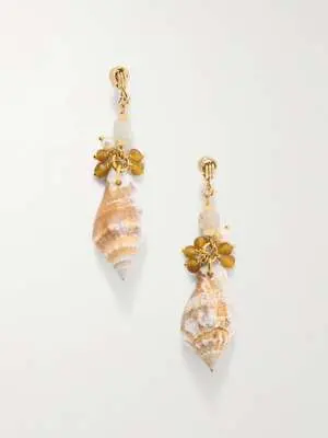 Tohum Design Samsara Gold-plated And Seashell Beaded Earrings - Ivory