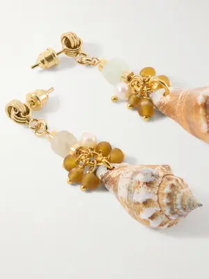 Tohum Design Gold-plated Seashell And Beaded Earrings