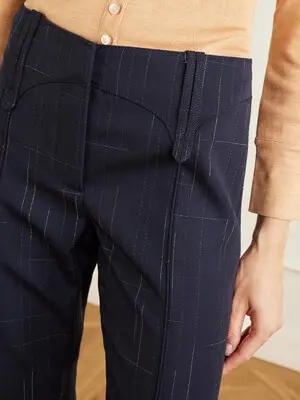 Tory Burch Checked Wool-blend Straight-leg Pants