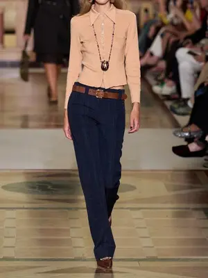 Tory Burch Checked Wool-blend Tailored Straight-leg Pants