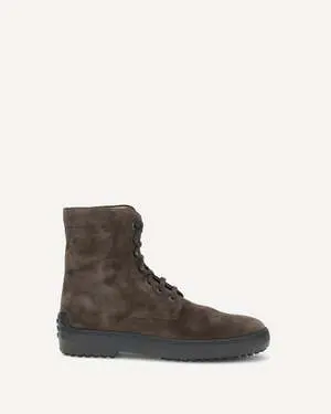 TOD'S Suede Lace-up Ankle Boots - Brown