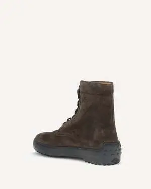 TOD'S Suede Lace-up Ankle Boots - Brown