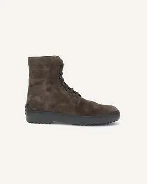 TOD'S Suede Lace-up Ankle Boots - Brown