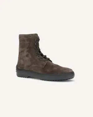 TOD'S Suede Lace-up Ankle Boots - Brown