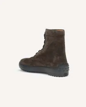 TOD'S Suede Lace-up Ankle Boots - Brown