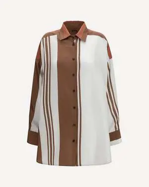 Kiton Long Striped Silk Shirt - Multicolour