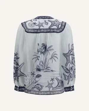 Farm Rio Printed Ramie Shirt