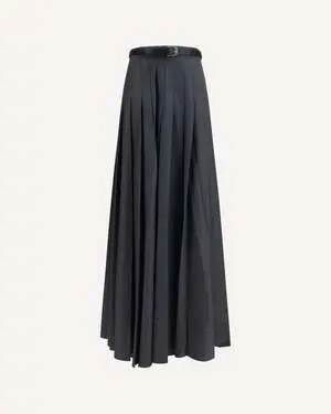 SELF-PORTRAIT Pleated Maxi Skirt - Grey