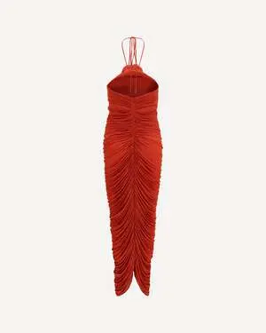 Magda Butrym Halterneck Dress With Floral Ruching