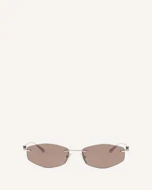 Balenciaga Geometric Oval Sunglasses - Silver