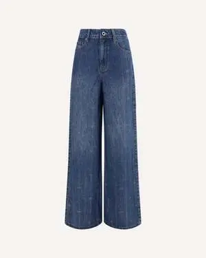 SELF-PORTRAIT Crystal-striped Jeans - Blue