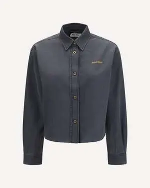 Miu Miu Denim-style Cotton Shirt - Grey