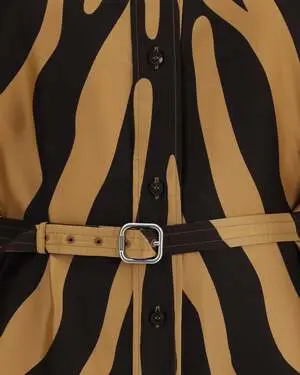 FERRAGAMO Twill Shirt Dress With Animal Print - Multicolour