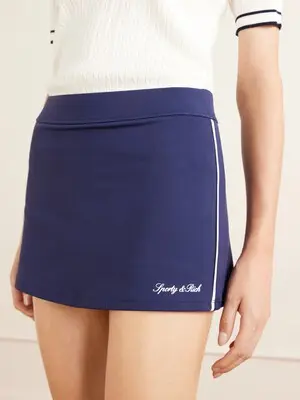 SPORTY & RICH Striped Jersey Tennis Skirt
