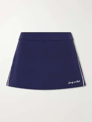 SPORTY & RICH Striped Jersey Tennis Skirt - Navy