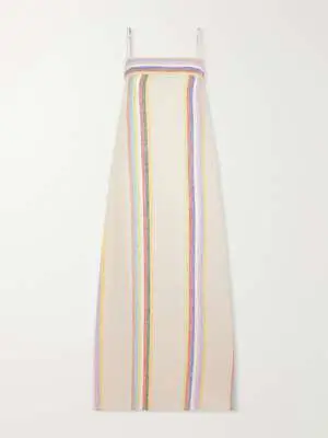 Staud Laura Striped Linen Maxi Dress