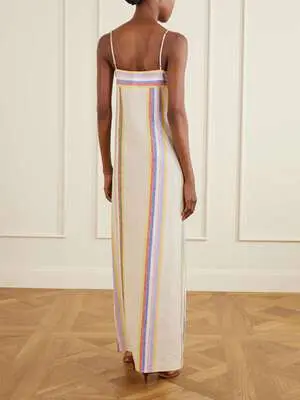 Staud Laura Striped Linen Maxi Dress