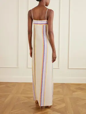 Staud Laura Striped Linen Maxi Dress