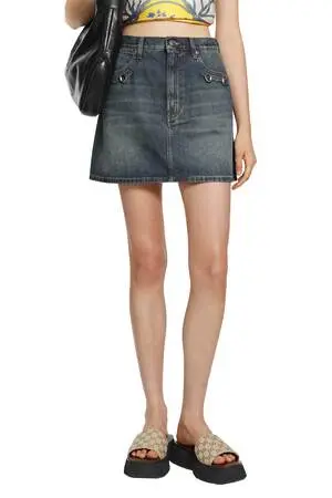 Gucci Horsebit Denim Mini Skirt