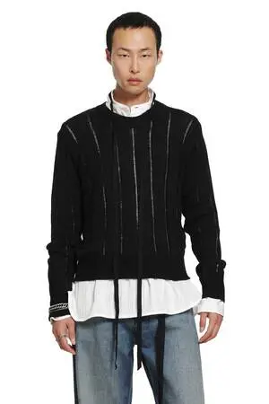 ANN DEMEULEMEESTER Rikki Brushed Rib Crewneck Sweater - Black