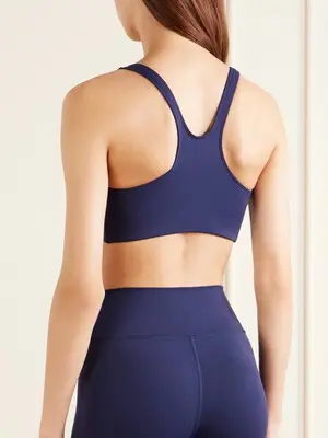 SPORTY & RICH Logo-appliquéd Stretch Sports Bra - Blue