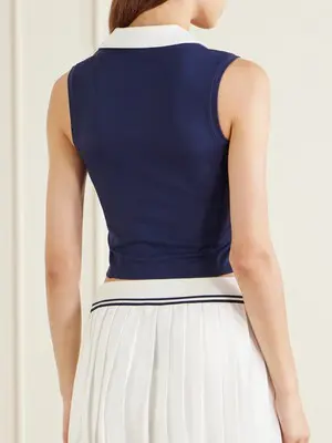 SPORTY & RICH Sleeveless Cropped Polo Shirt With Contrast Collar