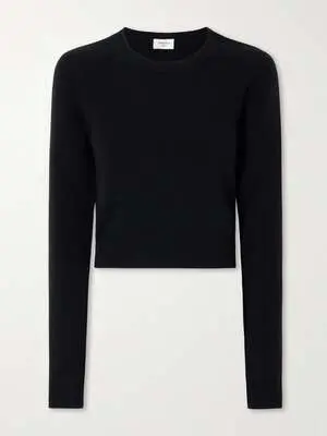 Saint Laurent Cropped Cashmere Sweater - Black