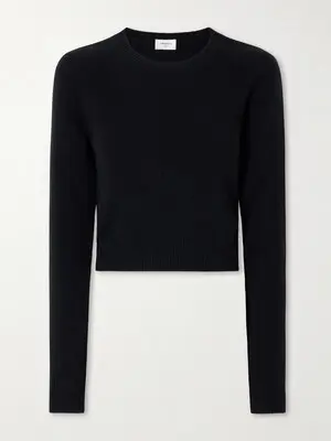 Saint Laurent Cropped Cashmere Sweater - Black