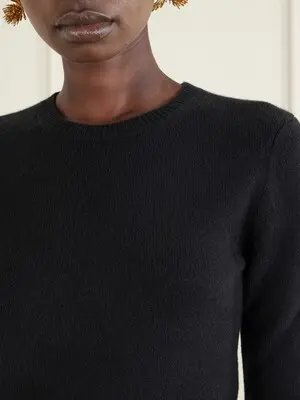 Saint Laurent Cropped Cashmere Crewneck Sweater - Black