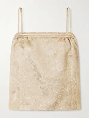 Saint Laurent Metallic Floral-jacquard Tank Top - Neutrals