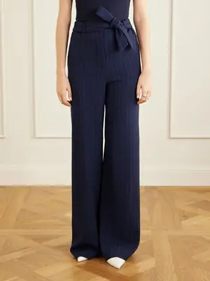 Max Mara Striped Virgin Wool-blend Wide-leg Pants - Blue