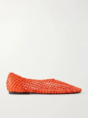 Proenza Schouler Slant Crocheted Pointed Toe Ballet Flats - Orange