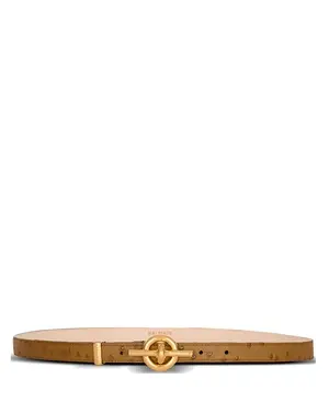 Balmain Embossed Calfskin T-bar Belt - Brown